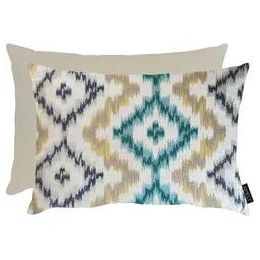 Dekokissen Apelt "Milan in Ikat-Design", natur, blau, ornament, B:35cm H:10cm L:45cm, Mischgewebe, Dekokissen_Sitzkissen_Kissenh&uuml;llen, inclusive Soft-Kissenf&uuml;llung 100% PES