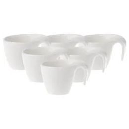 Villeroy & Boch Espressotasse VILLEROY & BOCH "Mokka-/Espressotassen Flow 100 ml 6er Set wei&szlig;", wei&szlig;, Porzellan, Trinkgef&auml;&szlig;e, Espressotasse