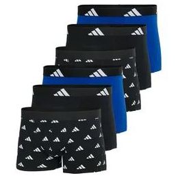 Boxershorts Adidas ORIGINALS "Boxershort 6er Pack", Herren, Gr. M, bunt (schwarz, wei&szlig;, blau), Obermaterial: 95% Baumwolle CO. 5% Elasthan EL., Unterhosen