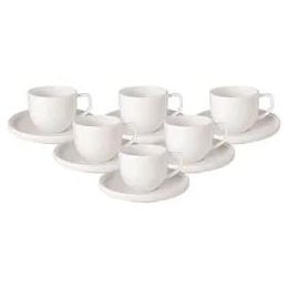 Villeroy & Boch Tasse VILLEROY & BOCH "Espressotassen mit Untertassen Afina 50 ml 6er Set wei&szlig;", wei&szlig;, Porzellan, Trinkgef&auml;&szlig;e, Tasse