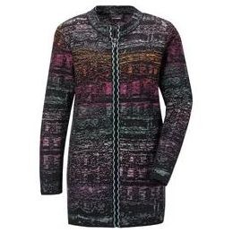 Strickjacke GOLDNER "Kurzgr&ouml;&szlig;e Multicolor-Cardigan mit Stehkragen", Damen, Gr. 20, bunt, Obermaterial: 50% Baumwolle CO. 50% Polyacryl PAN., Tubular, Strickjacken Strickjacke, Jacquardmuster