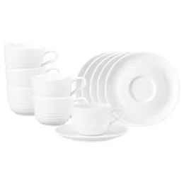 Tasse Seltmann Weiden "Kaffeetassen mit Untertassen Terra 260 ml 6er Set", wei&szlig;, 12 tlg., Porzellan, Trinkgef&auml;&szlig;e, Tasse