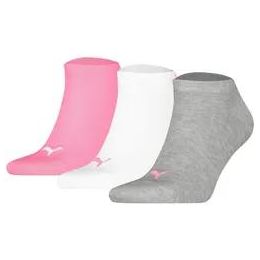 Sneakersocken Puma "Socken Sneaker Plain 3P 3er Pack", Damen, Gr. 35-38, bunt (rosa, wei&szlig;, grau), Obermaterial: 66% Baumwolle CO. 18% Polyamid PA. 14% Polyester PES. 2% Elasthan EL., Socken Sneakersocken