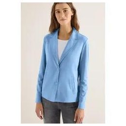 Sweatblazer Cecil, Damen, Gr. M (40), cloud blau, Web, Obermaterial: 66% Viskose, 30% Polyester, 4% Elasthan, unifarben, l&auml;ssig geschnitten h&uuml;ftbedeckend, tiefer V-Ausschnitt, Blazer, mit Knopfverschluss und Viskose