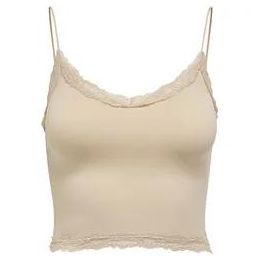 T-Shirt Only "T-Shirt ONLVICKY LACE SEAMLESS CROPPED TOP 1er Pack", Damen, Gr. M, beige, Obermaterial: 92% Polyamid PA. 8% Elasthan EL., Shirts T-Shirt