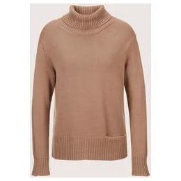 Madeleine Mode Longpullover MADELEINE "Pullover Rollkragen-Pullover mit Tasche", Damen, Gr. 40/42, braun (caramel, melange), Obermaterial: 52% Viskose CV. 27% Polyester PES. 21% Polyamid PA., Modern, normal, Rollkragen, Pullover Longpullover