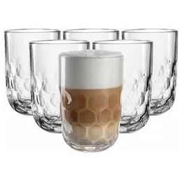 Latte-Macchiato-Glas Leonardo "Latte Macchiato Gl&auml;ser (1) Gocce 390 ml 6er Set transparent", bunt (transparent), 6 tlg., Glas, Trinkgef&auml;&szlig;e, Latte-Macchiato-Glas