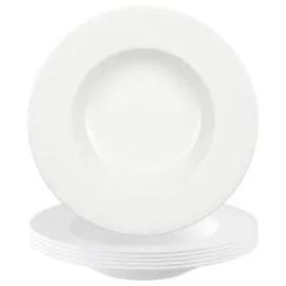 Villeroy & Boch Suppenteller VILLEROY & BOCH "Suppenteller Anmut &oslash; 24,8 cm 6er Set wei&szlig;", wei&szlig;, Speiseteller