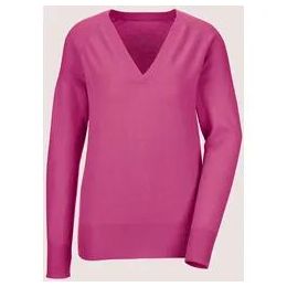 Madeleine Mode Longpullover MADELEINE "Pullover Kaschmirpullover mit V-Ausschnitt", Damen, Gr. 34, pink (magenta), Obermaterial: 100% Kaschmir WS., Modern, Pullover Longpullover, Edles Maschenbild