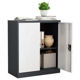 Aktenschrank Vcm "B&uuml;roschrank Stahlschrank abschlie&szlig;bar Malivo 2fach", wei&szlig; (anthrazit, wei&szlig;), B:80cm T:40cm, Obermaterial: 100% Metall MT., Schr&auml;nke