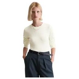 Marc O'Polo Langarmshirt MARC O'POLO DENIM "aus softem Bio-Baumwolle-Modal-Stretch-Jersey", Damen, Gr. L, silky wei&szlig;, Obermaterial: 50% Baumwolle, 47% Modal, 3% Elasthan, unifarben, Basic, slim fit, Rundhals, Zierb&uuml;ndchen, Shirts Langarmshirt