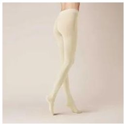 Strickstrumpfhose Kunert "Strumpfhose Winter Dreams - Plait", Damen, Gr. 40-42, wei&szlig; (winterwei&szlig; 2030), Obermaterial: 46% Baumwolle CO. 31% Wolle WO. 21% Polyamid PA. 2% Elasthan EL., Strumpfhosen