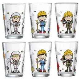 Ritzenhoff & Breker Kinderbecher RITZENHOFF & BREKER "Kindergl&auml;ser Berufe Jungen 205 ml 6er Set bunt", bunt, Glas, Trinkgef&auml;&szlig;e, Kinderbecher