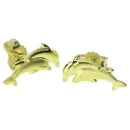 Paar Ohrstecker OSTSEE-SCHMUCK "- Delphinpaar - Gold 333/000 -" Gr. 12, gold (gold 333, goldfarben, gelb), Ohrringe, Damen, Gelbgold 333