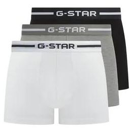 G-Star Raw Boxershorts G-STAR "Boxershort ACRE Trunk 3-pack 3er Pack", Herren, Gr. L, bunt (wei&szlig;, grau, schwarz), Obermaterial: 95% Baumwolle CO. 5% Elasthan EL., Unterhosen