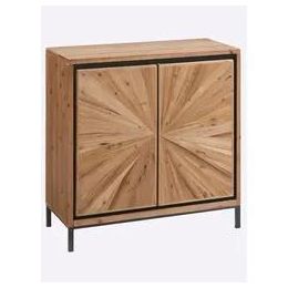 Kommode Heine HOME, schwarz (natur, schwarz), B:80cm H:80cm T:35cm, MDF, Spanplatte, Sideboards, Kommode