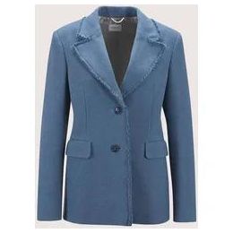 Madeleine Mode Longblazer MADELEINE "Blazer Longblazer mit Struktur", Damen, Gr. 44, blau (stahlblau), Obermaterial: 70% Baumwolle CO. 25% Polyester PES. 5% sonstige Fasern AF., Modern, normal, Blazer Longblazer