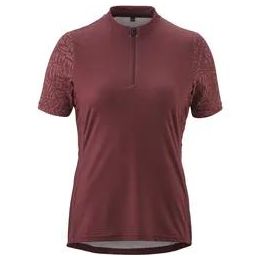 Radtrikot Gonso "Adventure Jersey Halfzip W", Damen, Gr. 34, rot (rotbraun), 88% Polyester (recycelt), 12% Elasthan, Rundhals, Trikots, Damen Fahrradtrikot kurzarm, R&uuml;ckentasche mit RV, Quick-Dry, Slim Fit