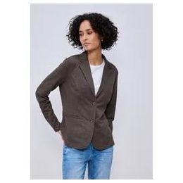 Sweatblazer Street One, Damen, Gr. 38, molten earth meliert, Jersey, 93% Baumwolle, 7% Elasthan, unifarben, normal normal, V-Ausschnitt, abgesteppt, Blazer, im soften Baumwoll-Mix