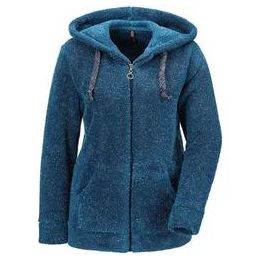 Strickjacke GOLDNER "Kurzgr&ouml;&szlig;e Flausch-Freizeitjacke in Blousonform", Damen, Gr. 23, blau (petrol), Obermaterial: 90% Polyester PES. 10% metallisierte Fasern MTF., figurumspielend, weit normales B&uuml;ndchen, Strickjacken Strickjacke, keine/nicht Relevant