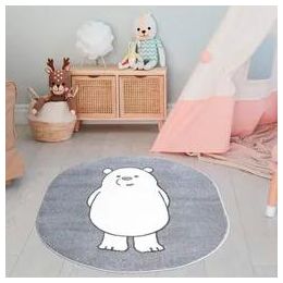 Kinderteppich Carpet City "ANIME923", grau, B:100cm H:11mm L:130cm, Polypropylen (PP), Teppiche, Kinderteppich, Kinderzimmer Teppich Modern mit Mond, Blumen, Wolken, Creme, Multi
