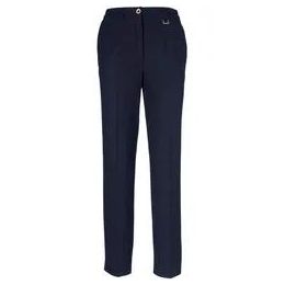Stoffhose GOLDNER "B&uuml;gelfaltenhose mit Teildehnbund", Damen, Gr. 44, N-Gr, blau (marine), Obermaterial: 63% Polyester PES. 34% Viskose CV. 3% Elasthan EL., normal, Hosen Stoffhose, Dekoelement an der G&uuml;rtelschlaufe