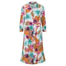 Sommerkleid GOLDNER "Blusenkleid mit Leo-Blumen-Muster", Damen, Gr. 44, N-Gr, bunt (bunt, gemustert), Obermaterial: 100% Viskose CV., figurumspielend, Kleider Sommerkleid, Taschen an der Seitennaht