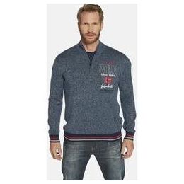 Troyer Jan Vanderstorm "Pullover CAJETAN", Herren, Gr. XL, blau (dunkelblau melange), Obermaterial: 50% Baumwolle CO. 50% Polyacryl PAN., unifarben, normal, ohne Ausschnitt, Pullover Troyer