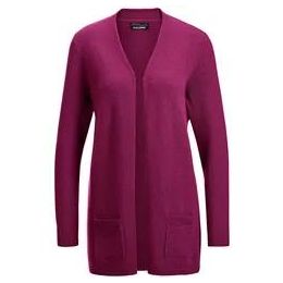 Strickjacke GOLDNER "Kurzgr&ouml;&szlig;e Langarm Feinstrick-Cardigan", Damen, Gr. 22, pink (cyclam), Obermaterial: 100% Kaschmir WS., figurumspielend, eng Rippe, Strickjacken Strickjacke, Ohne
