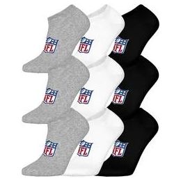 Sneakersocken NFL "Socken NFL SHIELD 9Pack Sneaker Socks 9er Pack", Herren, Gr. 43-46, bunt (wei&szlig;, grau, schwarz), Obermaterial: 69% Baumwolle CO. 30% Polyester PES. 1% Elasthan EL., Socken Sneakersocken