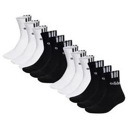 Sneakersocken Adidas ORIGINALS "Socken Cushioned 3S Linear 12er Pack", Herren, Gr. 43-45, bunt (2xschwarz, 2xwei&szlig;), Obermaterial: 71% Baumwolle CO. 26% Polyester PES. 2% Elasthan EL. 1% Nylon NY., Socken Sneakersocken