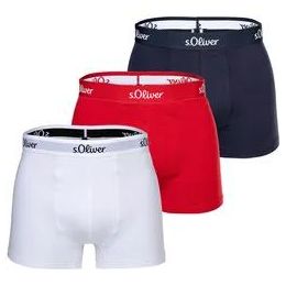 Boxershorts s.Oliver "Boxershort 3er Pack", Herren, Gr. L, bunt (rot, marine, wei&szlig;), Obermaterial: 92% Baumwolle CO. 8% Elasthan EL., Unterhosen