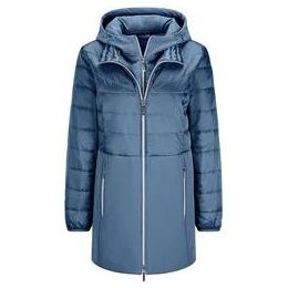Langmantel GOLDNER "Steppmantel mit Softshell-Einsatz", Damen, Gr. 44, blau (rauchblau), Obermaterial: 50% Polyamid PA. 47% Polyester PES. 3% Elasthan EL., M&auml;ntel, mit Softshell-Einsatz
