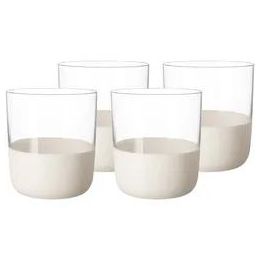 Villeroy & Boch Whiskyglas VILLEROY & BOCH "Whiskybecher Manufacture Rock 250 ml 4er Set wei&szlig;-transparent", bunt (wei&szlig;, transparent), Glas, Trinkgef&auml;&szlig;e, Whiskyglas