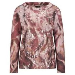 Print-Shirt GOLDNER "Kurzgr&ouml;&szlig;e Sweatshirt in Metallic-Optik", Damen, Gr. 24, bunt (bunt, gemustert), Obermaterial: 60% Polyester PES. 35% Baumwolle CO. 5% Elasthan EL., Shirts