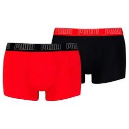 Boxershorts Puma "Boxershort 2er Pack", Herren, Gr. L, schwarz (schwarz, rot), Obermaterial: 95% Baumwolle CO. 5% Elasthan EL., Unterhosen