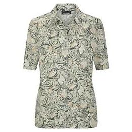 Kurzarmbluse GOLDNER "Viskosebluse mit Paisley-Design", Damen, Gr. 46, beige (stein, gemustert), Obermaterial: 100% Viskose CV., gerade, Blusen, Stilisierter Paisley-Print