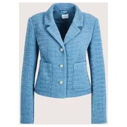 Madeleine Mode Jackenblazer MADELEINE "Chenilleblazer Moderner Einreiher mit 3D-Struktur", Damen, Gr. 48, blau (rauchblau, melange), Obermaterial: 70% Polyester PES. 30% Wolle WO., Modern, Blazer, 3-D Struktur mir Chenille Garn