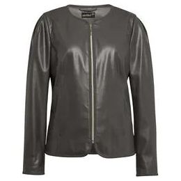 Lederimitatjacke GOLDNER "Ausdrucksstarke Lederimitatjacke mit supersoftem Griff", Damen, Gr. 48, braun (dunkelbraun), Obermaterial: 50% Polyester PES. 50% Polyurethan PU., normal, Sonstiges, Jacken, Ohne
