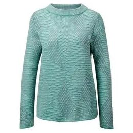 Rundhalspullover GOLDNER "Strickpullover im Reiskorn-Effekt", Damen, Gr. 44, gr&uuml;n (mint, gemustert), Obermaterial: 100% Polyacryl PAN., U-Boot-Ausschnitt, Rippe, Pullover Rundhalspullover, Jacquardmuster