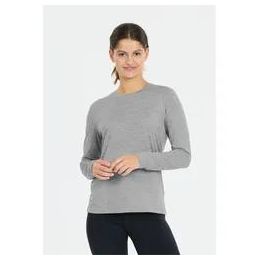 Langarmshirt Endurance "Alvaly", Damen, Gr. 44, hellgrau, 90% Polyester, 10% Elasthan, unifarben, kurz, Rundhals, Shirts Langarmshirt, mit 4-Wege-Stretch und Quick Dry-Technologie