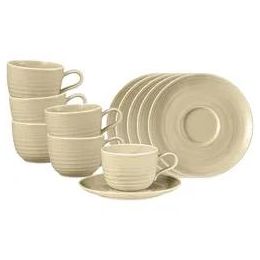 Tasse Seltmann Weiden "Kaffeetassen mit Untertassen Terra 260 ml 6er Set", beige (sandbeige), 12 tlg., Porzellan, Trinkgef&auml;&szlig;e, Tasse