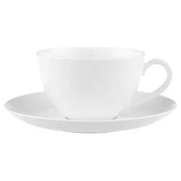 Villeroy & Boch Tasse VILLEROY & BOCH "Kaffeetasse mit Untertasse Anmut 280 ml 2er Set wei&szlig;", wei&szlig;, Porzellan, Trinkgef&auml;&szlig;e, Tasse