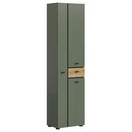 Hochschrank Welltime "VANN, H&Ouml;HE 191cm, 3 T&uuml;ren, 1 Schubkasten, 12 F&auml;cher, viel Stauraum", sage gr&uuml;n, evoke oak nachbildung, schwarz, B:51cm H:191cm T:30cm, FSC-zertifizierter Holzwerkstoff, Schr&auml;nke, Hochschrank, Universalschrank, Mehrzweckschrank, Schrank, Badschrank, Badezimmer