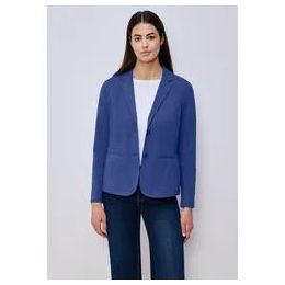 Sweatblazer Street One, Damen, Gr. 42, amparo blau, Jersey, 93% Baumwolle, 7% Elasthan, unifarben, normal normal, V-Ausschnitt, abgesteppt, Blazer, im soften Baumwoll-Mix