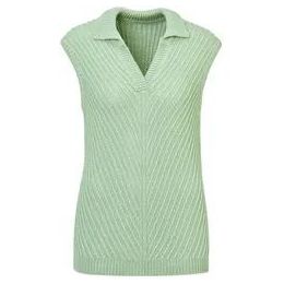 Rundhalspullover GOLDNER "Kurzgr&ouml;&szlig;e Stricktop mit V-Ausschnitt", Damen, Gr. 23, gr&uuml;n (salbei), Obermaterial: 82% Polyacryl PAN. 18% Baumwolle CO., Sonstiges, Pullover Rundhalspullover, keine/nicht relevant