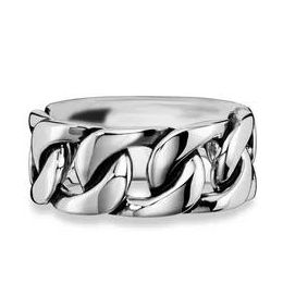 CAI Fingerring CA&Iuml; "925/- Sterling Silber rhodiniert Ketten-Optik" Gr. 68, wei&szlig;, Fingerringe, Herren, 068 (21,7), Silber 925 (Sterlingsilber), Fingerring