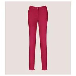 Madeleine Mode Regular-fit-Jeans MADELEINE "Jeans Mid Waist Skinny-Hose mit Fransen", Damen, Gr. 18, N + K Gr, orange (lachs), Obermaterial: 92% Baumwolle CO. 6% Polyester PES. 2% Elasthan EL., Modern, normal, Jeans, mit Fransensaum