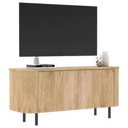 Lowboard Home Affaire "Murano, 131 cm breit, 2 T&uuml;ren, TV-Schrank, TV-Kommode, Medienboard", eiche cadiz dekor, B:131cm H:61cm T:43cm, FSC-zertifizierter Holzwerkstoff, Sideboards, Lowboard, Formgebogenes MDF, Stirnseiten mit Rundung, F&uuml;&szlig;e und Griffe aus Metall