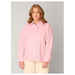 Langarmbluse Base Level Curvy "Bella", Damen, Gr. 48, soft pink, Web, Obermaterial: 100% Baumwolle, unifarben, normal h&uuml;ftlang, Rundhals, Blusen, kurz, mit Brusttasche